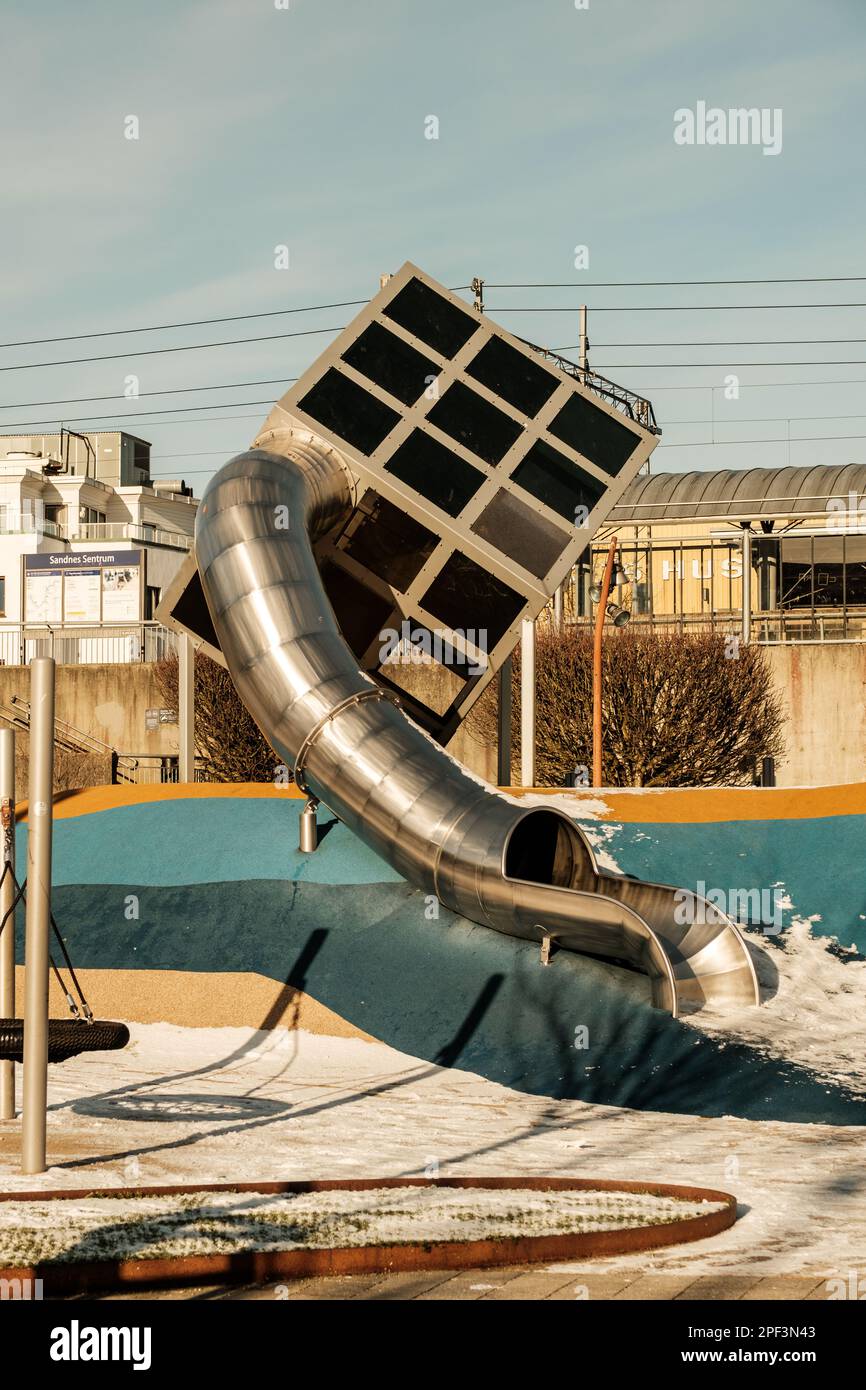 Sandnes Norway, March 10 2023, Modern Designed Childrens Community Play ...