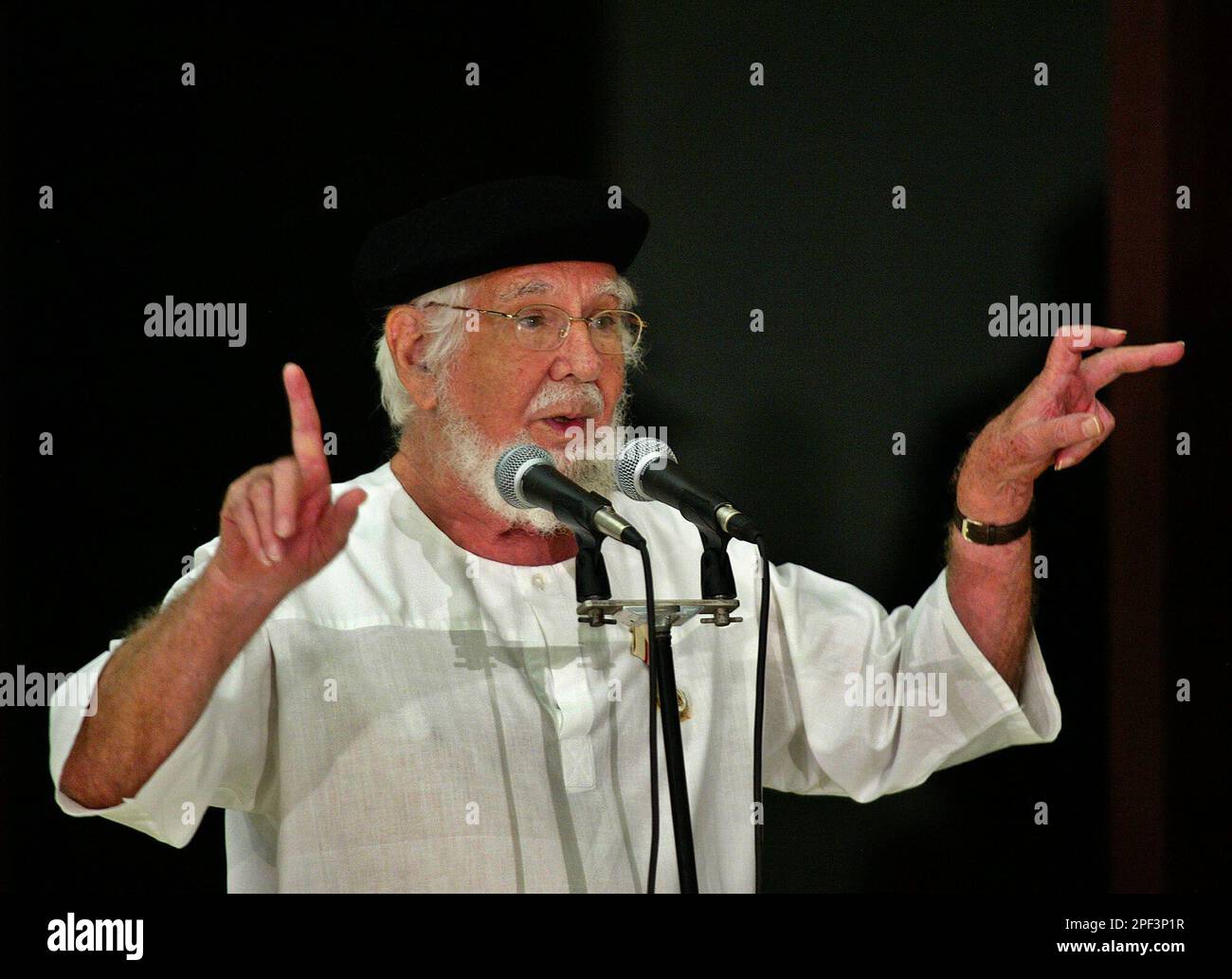 Nicaraguan priest and political activist Ernesto Cardenal delivers a ...