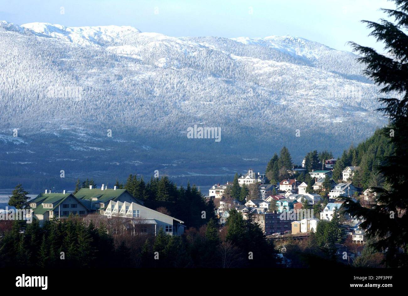 A light layer of snow covers Gravina Island on Tuesday morning, Nov. 18 ...