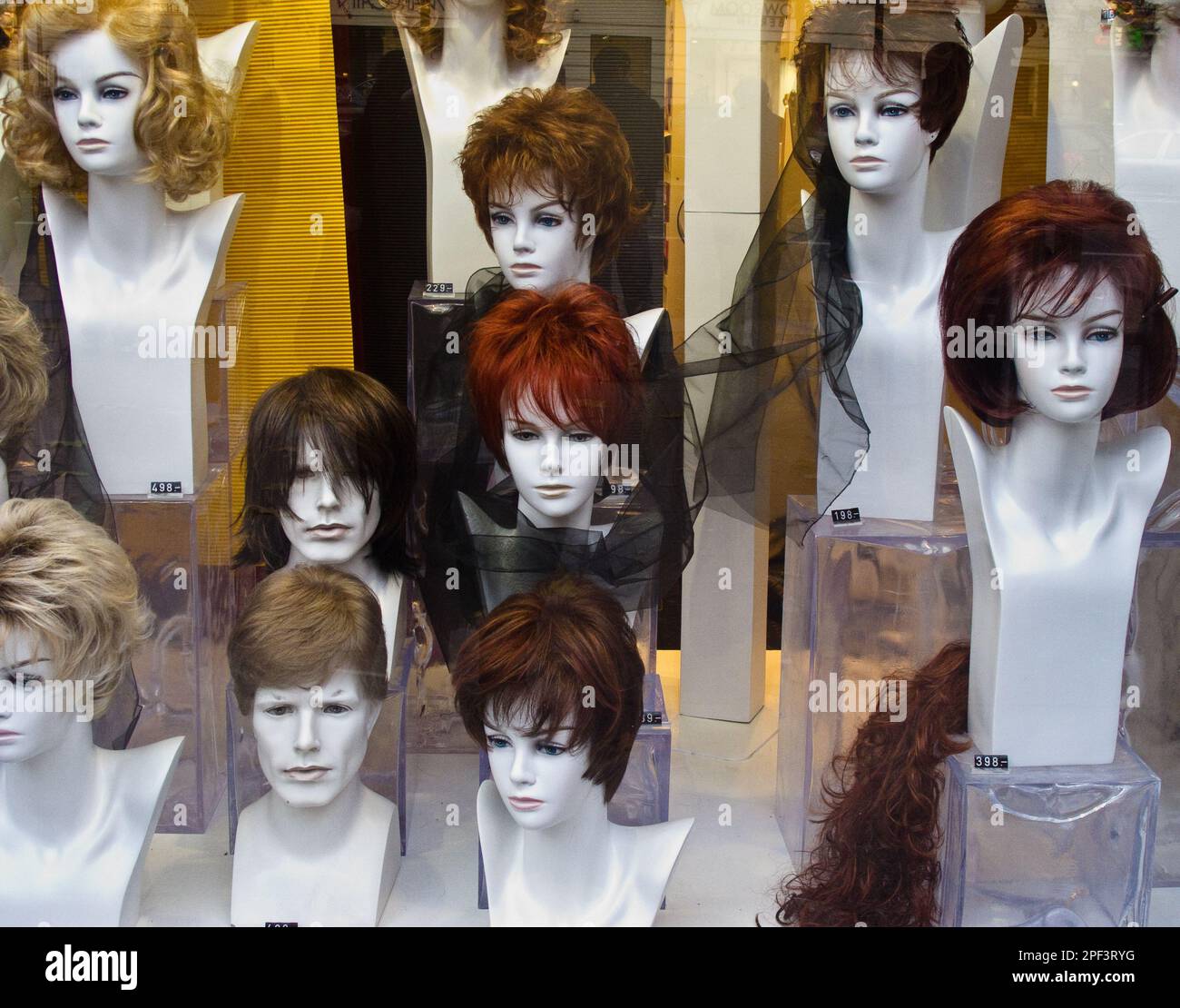 Wig display, Berlin Stock Photo - Alamy