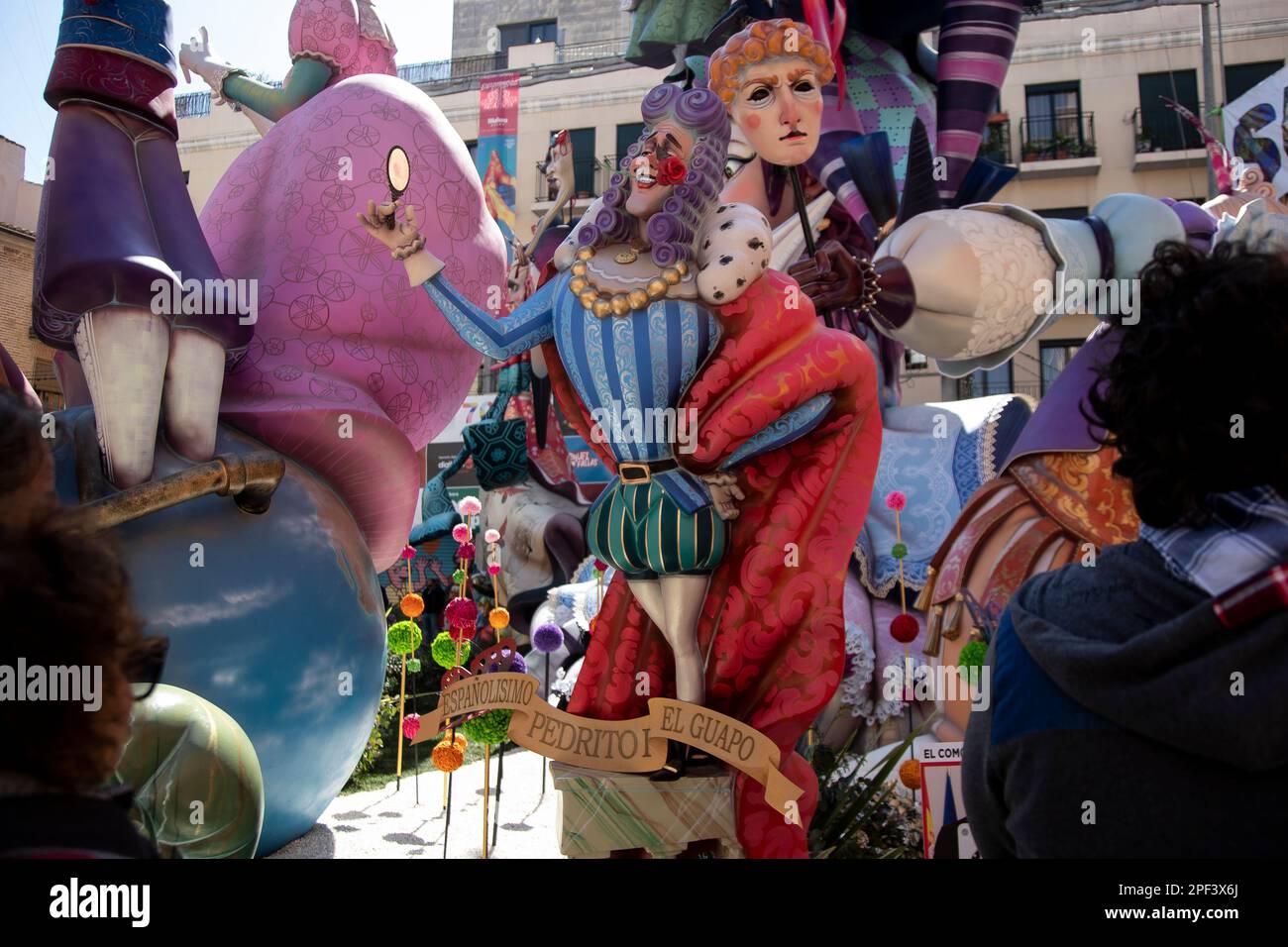 Valencia, Spain. 16th Mar, 2023. This photograph shows a 'falla' (a ...