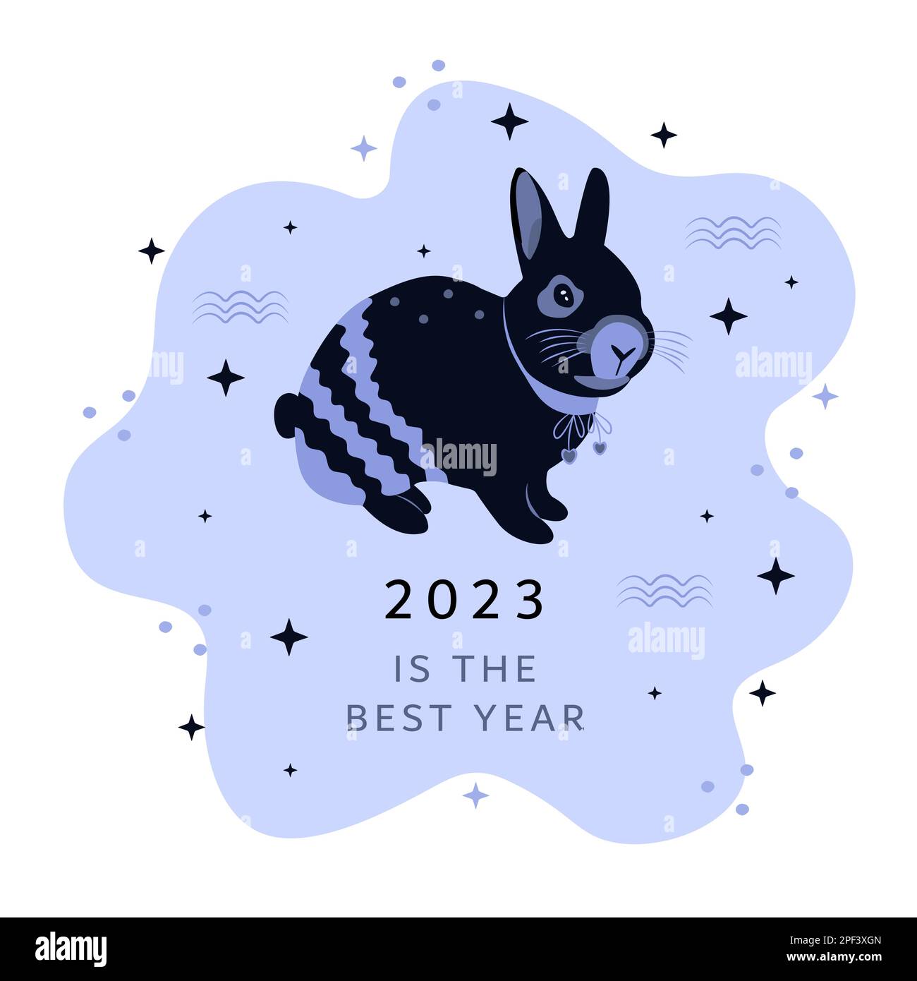 Black water rabbit, the symbol of 2023 year, illustration Stock Vector ...