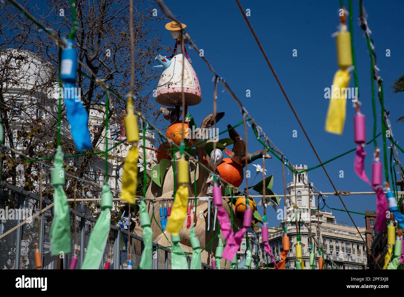 Valencia, Spain. 16th Mar, 2023. A general view of the smoke in the ...