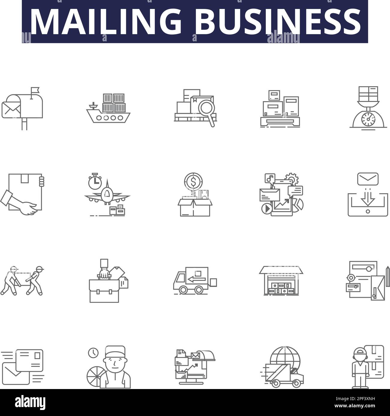 Mailing business line vector icons and signs. internet, mail, message ...