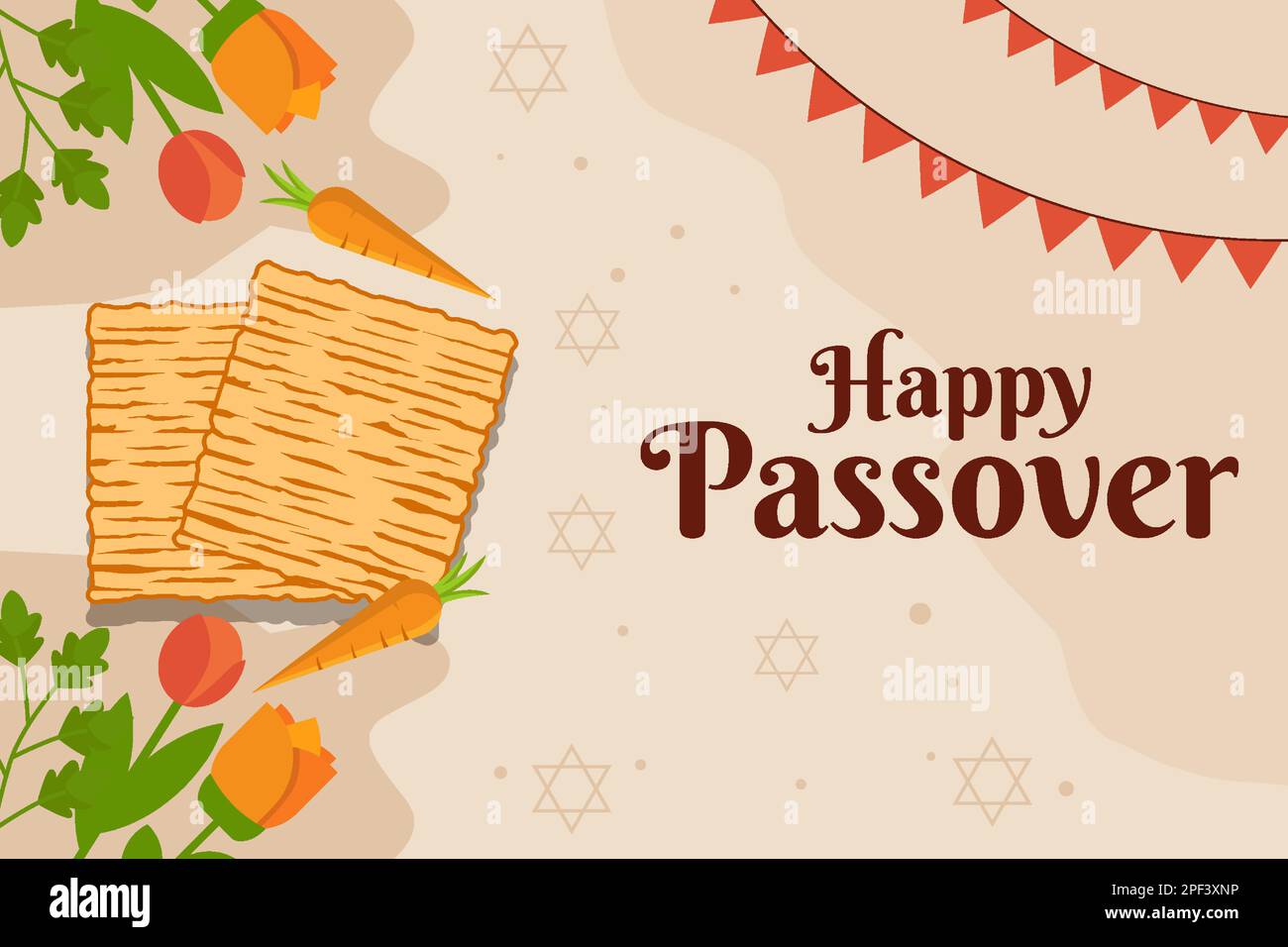 happy passover horizontal banner illustration in flat design Stock ...