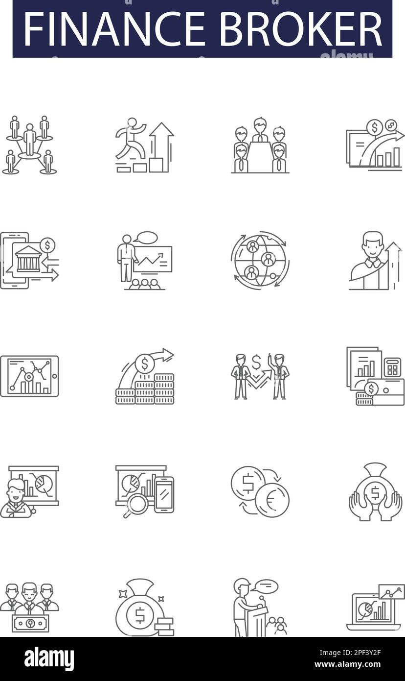 Finance broker line vector icons and signs. Broker, Investment, Banking ...
