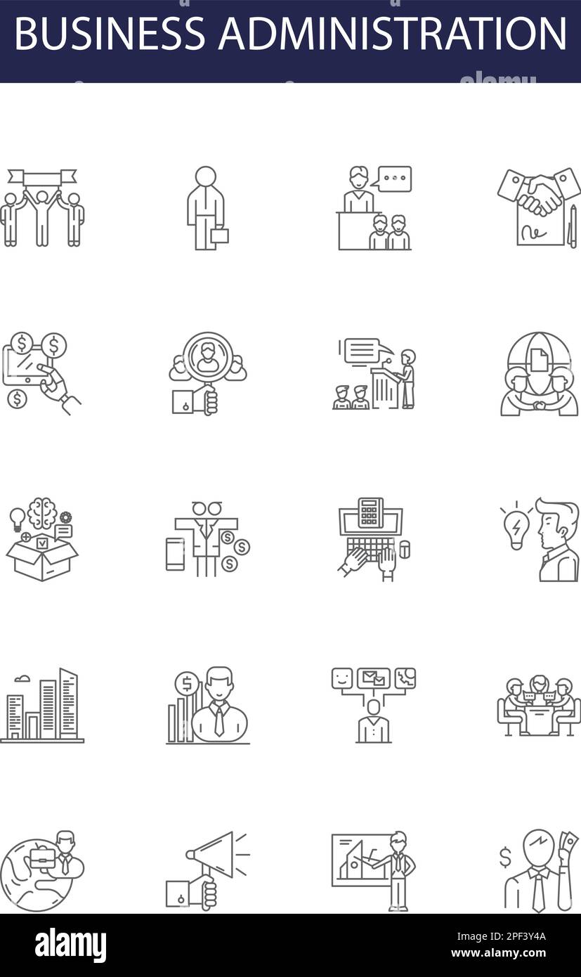 Business administration line vector icons and signs. Business ...