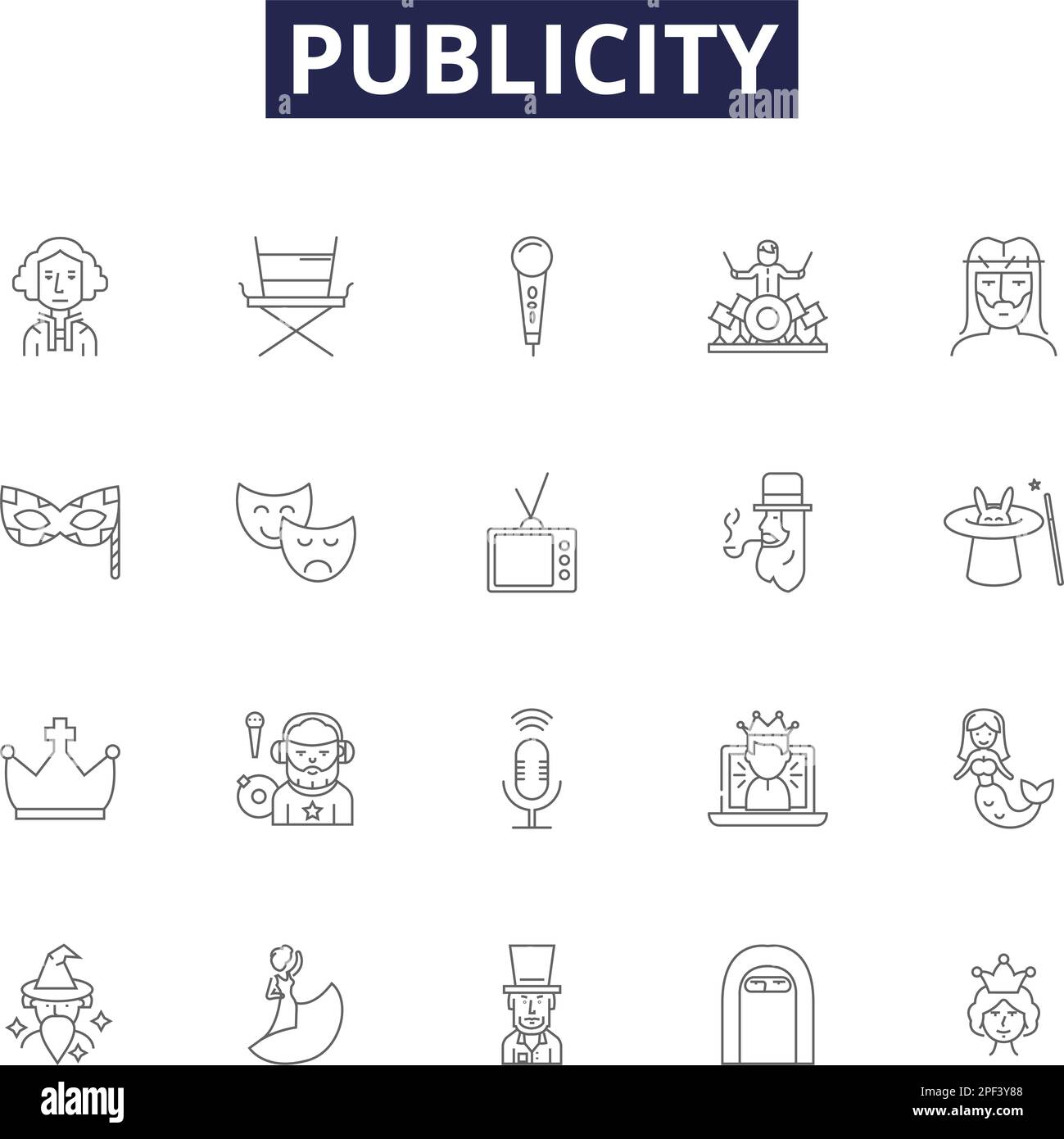 Publicity line vector icons and signs. Advertising, Visibility, Media ...