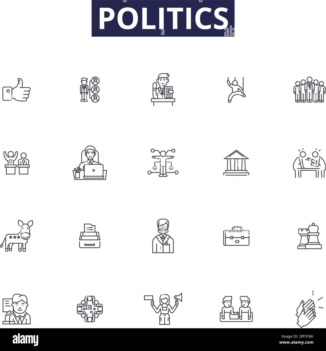 Politics line vector icons and signs. Governance, Administration, Laws ...