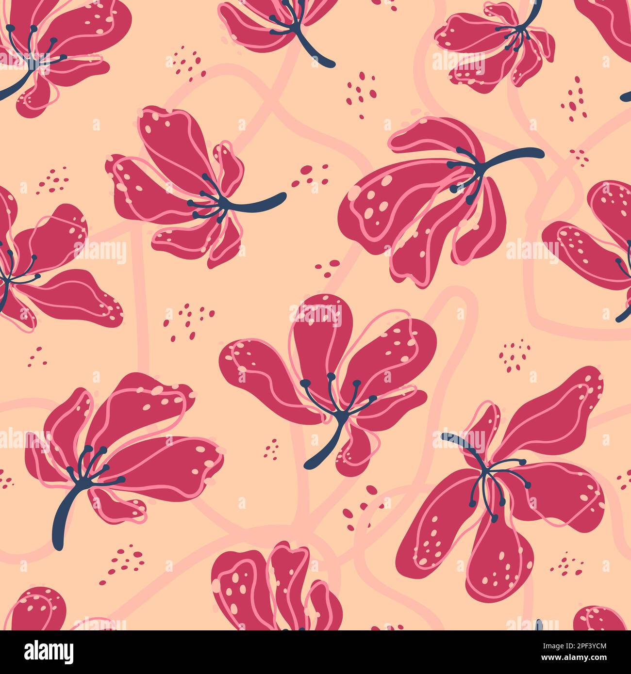 Cute Seamless pattern floral pink pastel abstract background. Vector ...