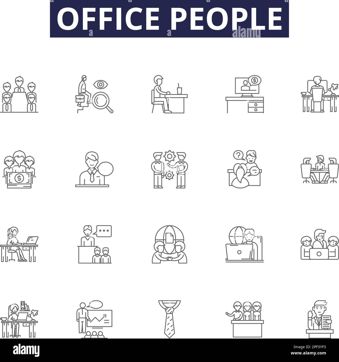 Office people line vector icons and signs. office, people, teamwork ...