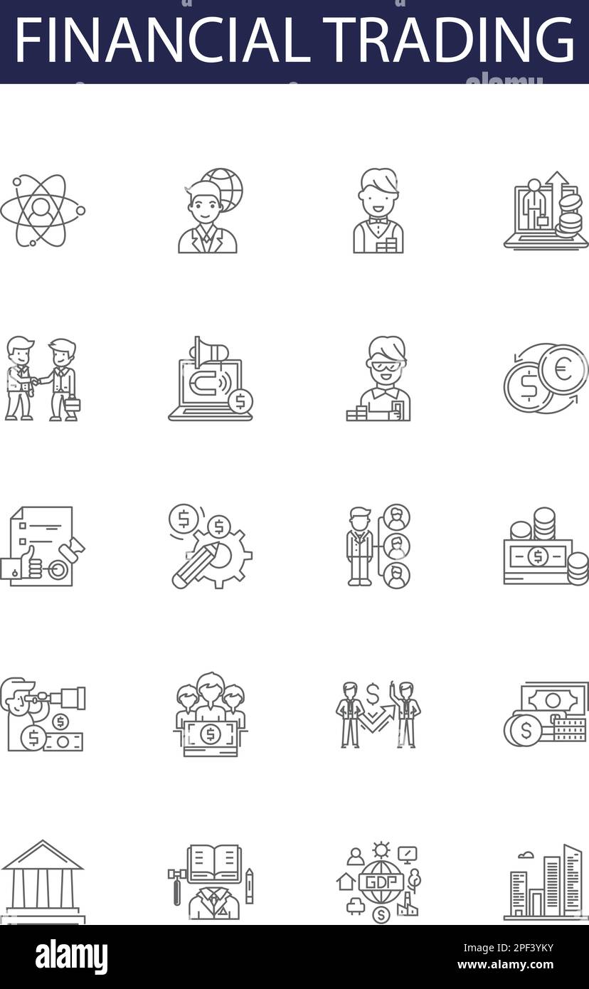 Financial trading line vector icons and signs. Finance, Financial ...