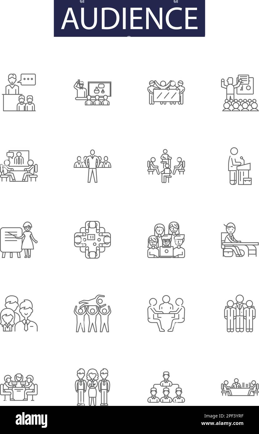 Audience line vector icons and signs. Viewers, Spectators, Clients ...