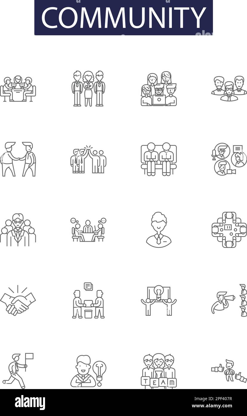 Community line vector icons and signs. Networking, Sharing, Support ...
