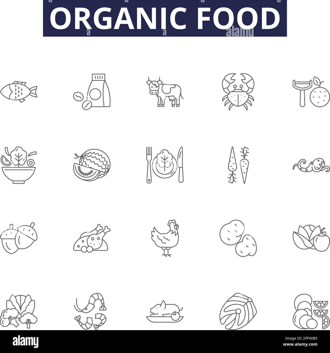 Organic food line vector icons and signs. Food, Produce, Grocery ...