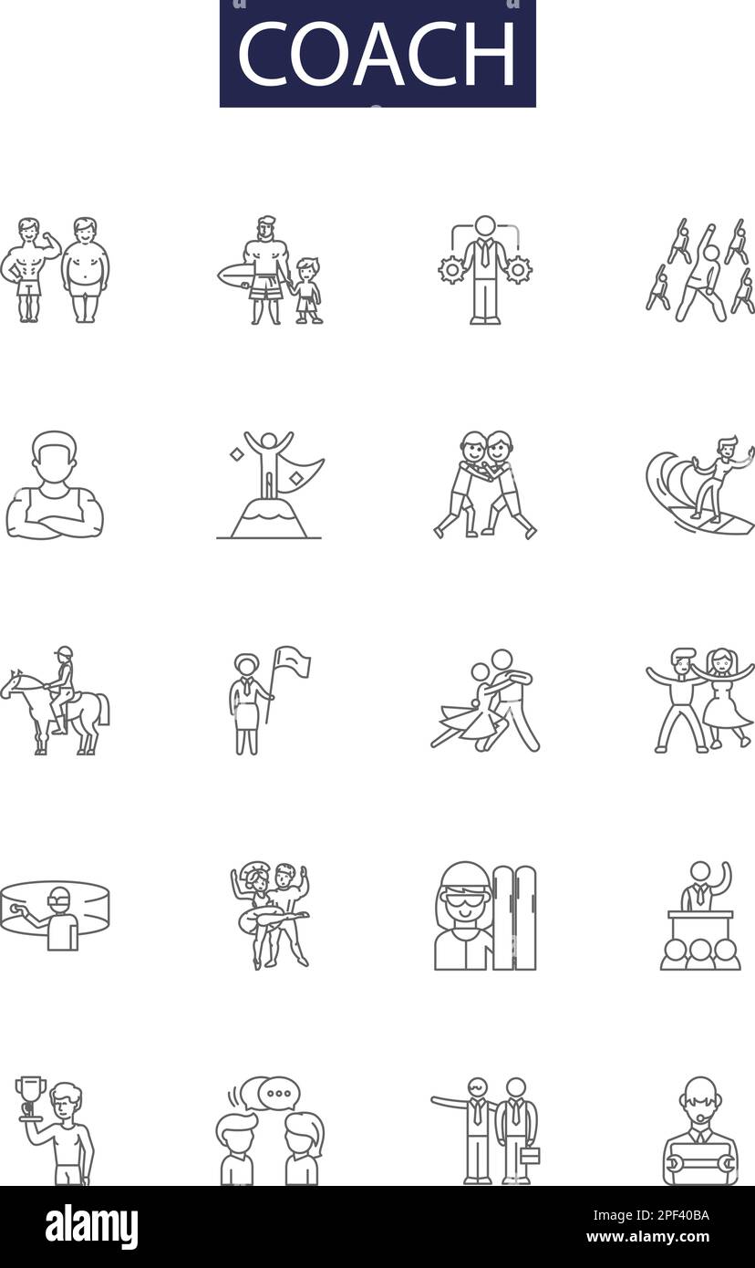 Coach line vector icons and signs. Trainer, Adviser, Guide, Tutor ...
