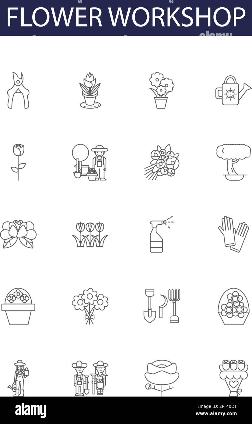 Flower workshop line vector icons and signs. Bloom, Petal, Workshop ...