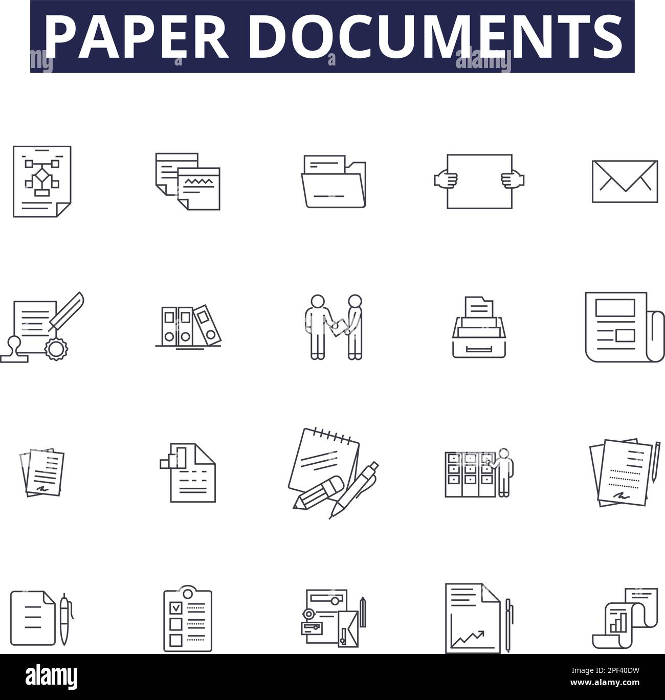 Paper documents line vector icons and signs. Documents, Sheets, Notices ...