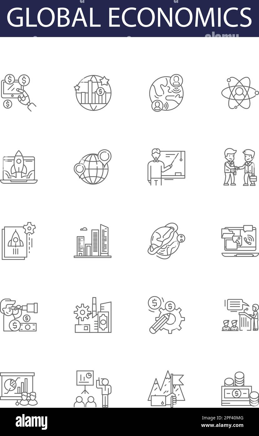 Global economics line vector icons and signs. Economics, Trade, Finance ...