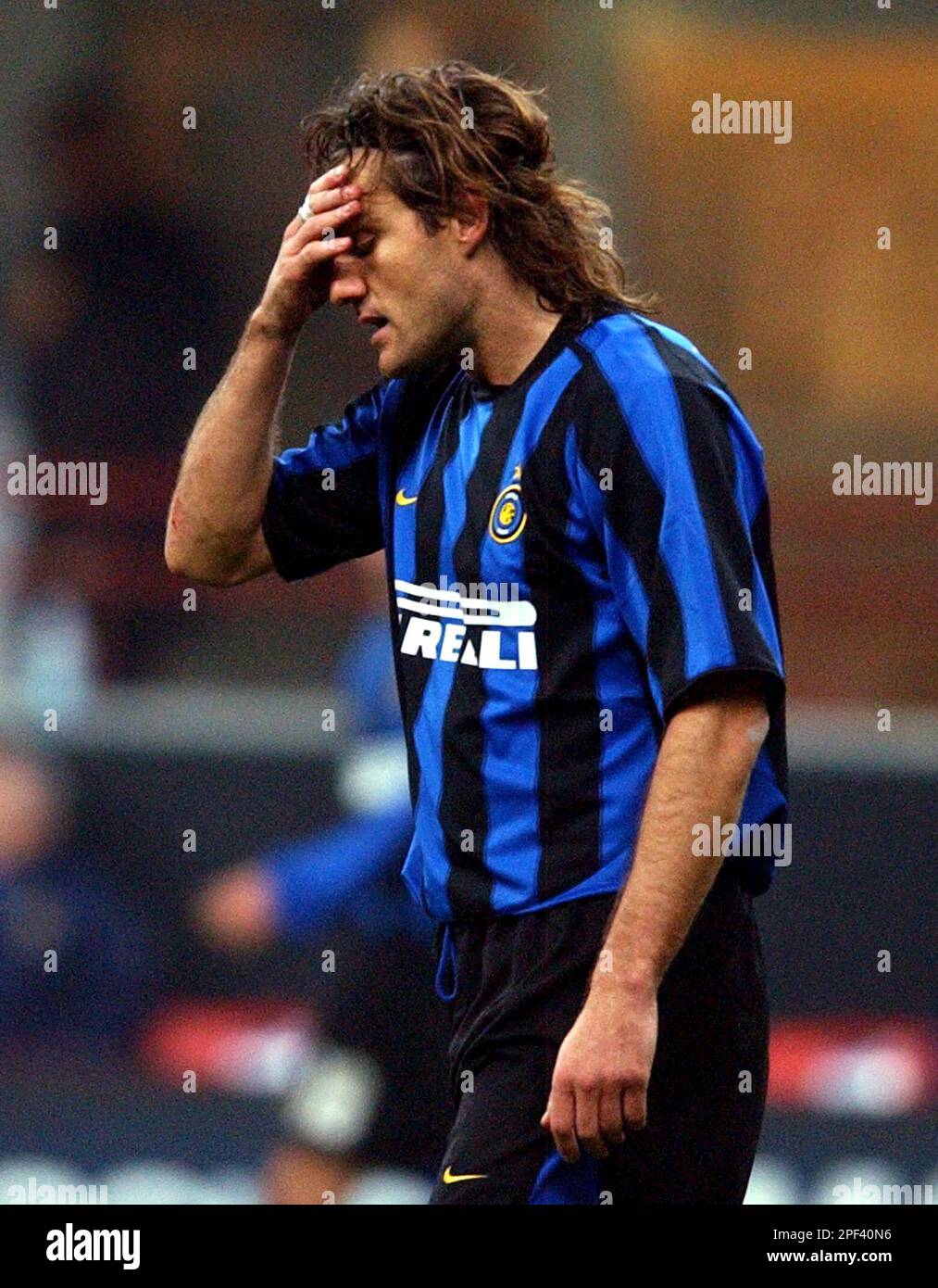 Inter Milan forward Christian Vieri reacts during the Group B Champions ...