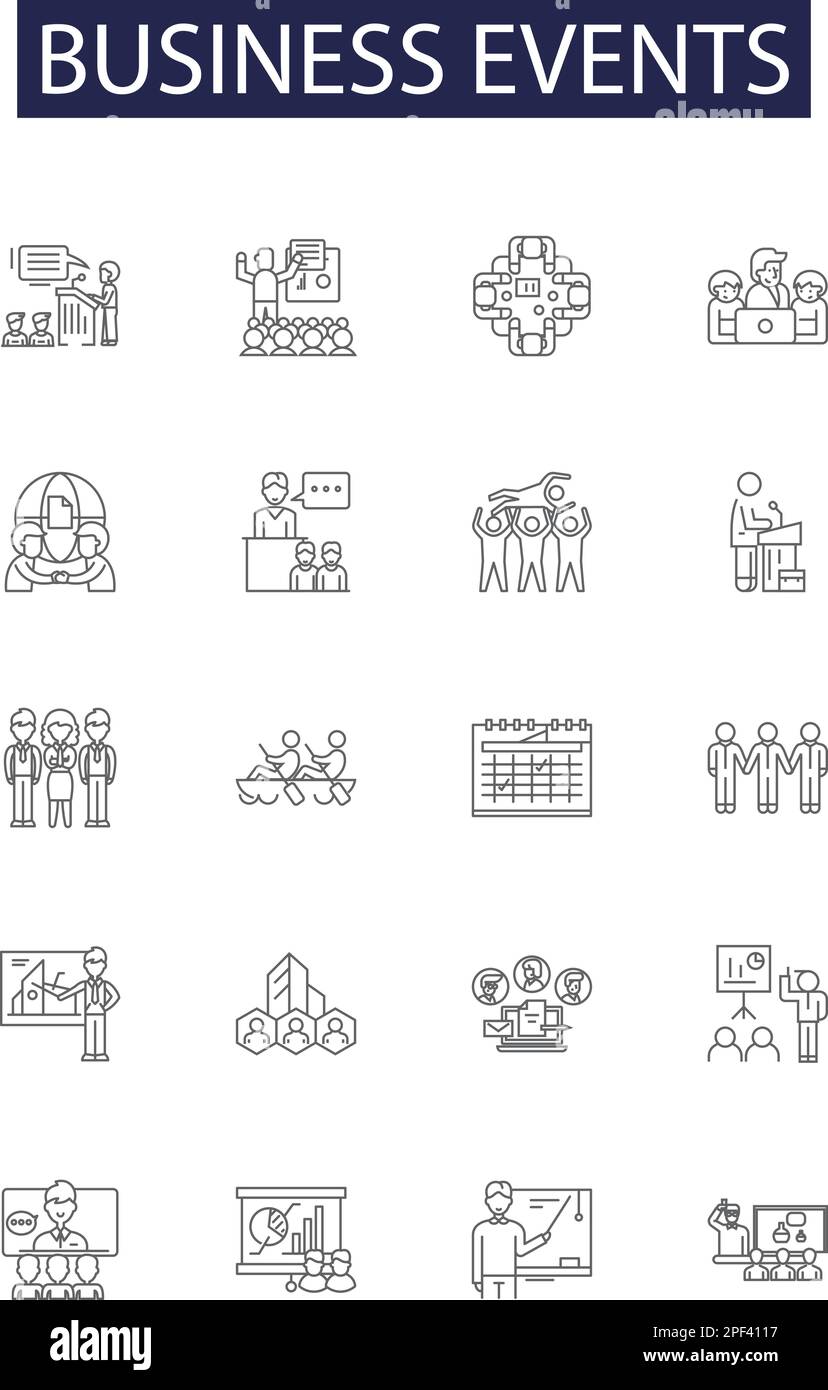 Business events line vector icons and signs. Conference, Workshop ...