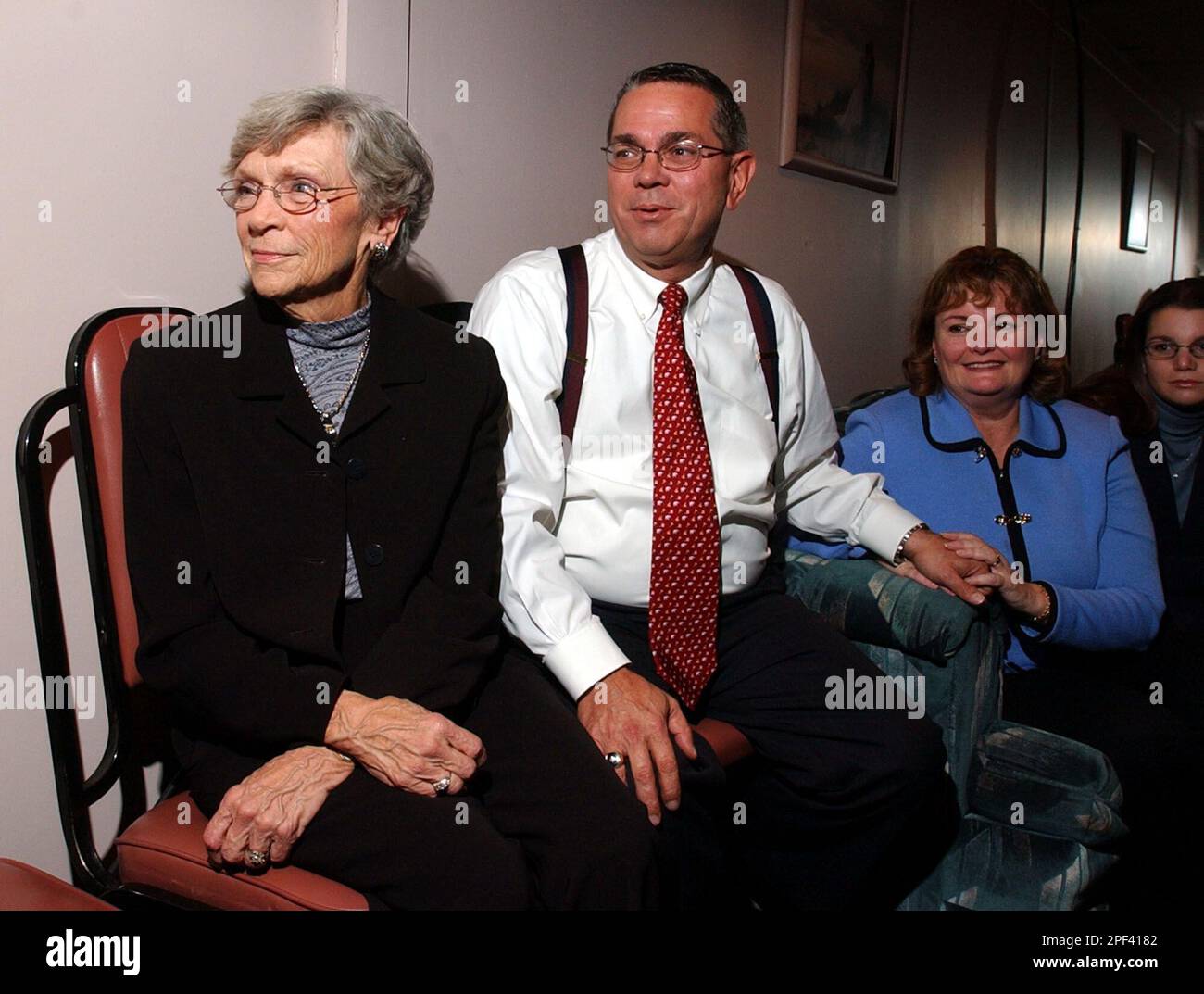 Florence Bennett, left, sits with her son state Senate President John O ...