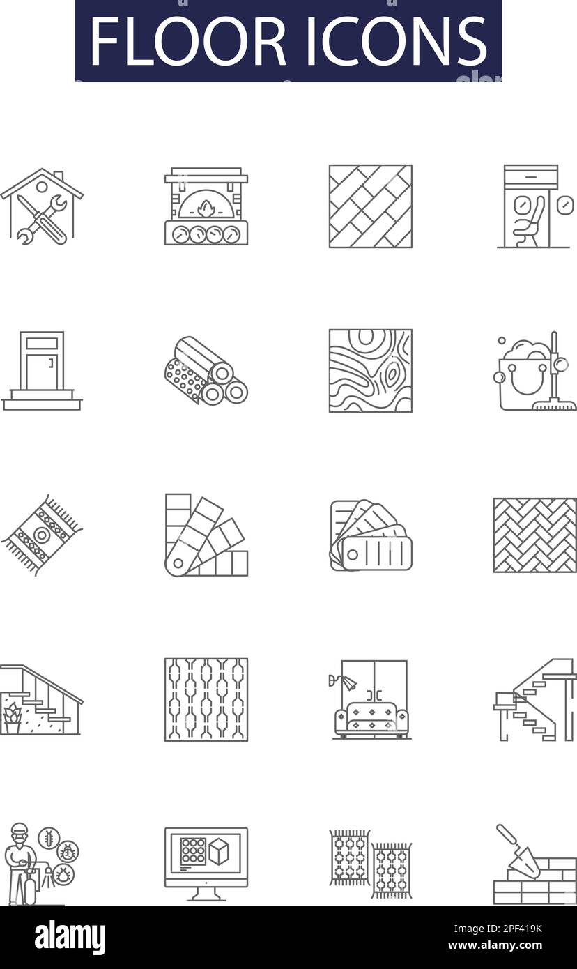 Floor icons line vector icons and signs. Icons, Tile, Vinyl, Wood ...