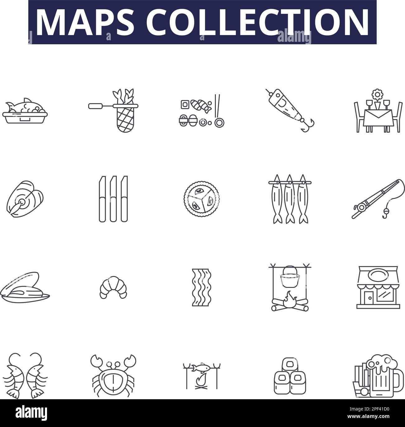 Maps collection line vector icons and signs. Mapping, Atlases ... Maps collection line vector icons and signs. Mapping, Atlases ...