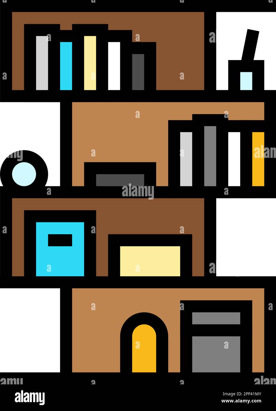 bookshelf living room color icon vector illustration Stock Vector Image ...