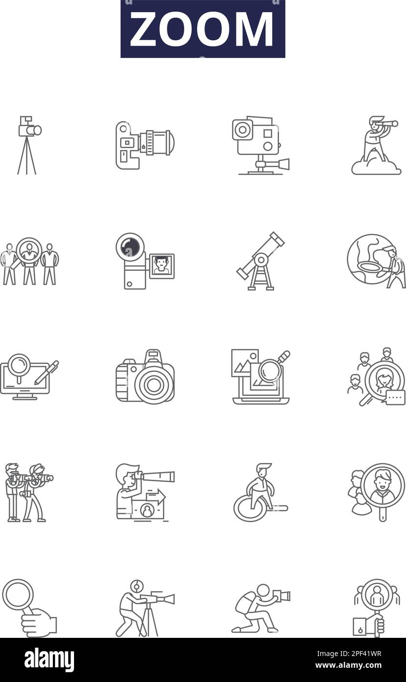 Zoom line vector icons and signs. Meeting, Conference, Video, Chat ...