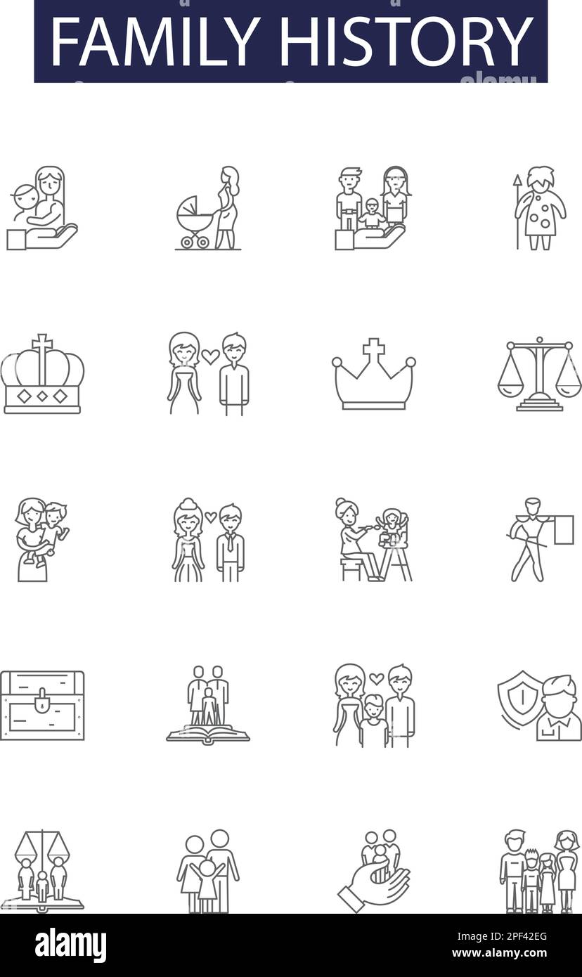 Family history line vector icons and signs. family, concept, old ...
