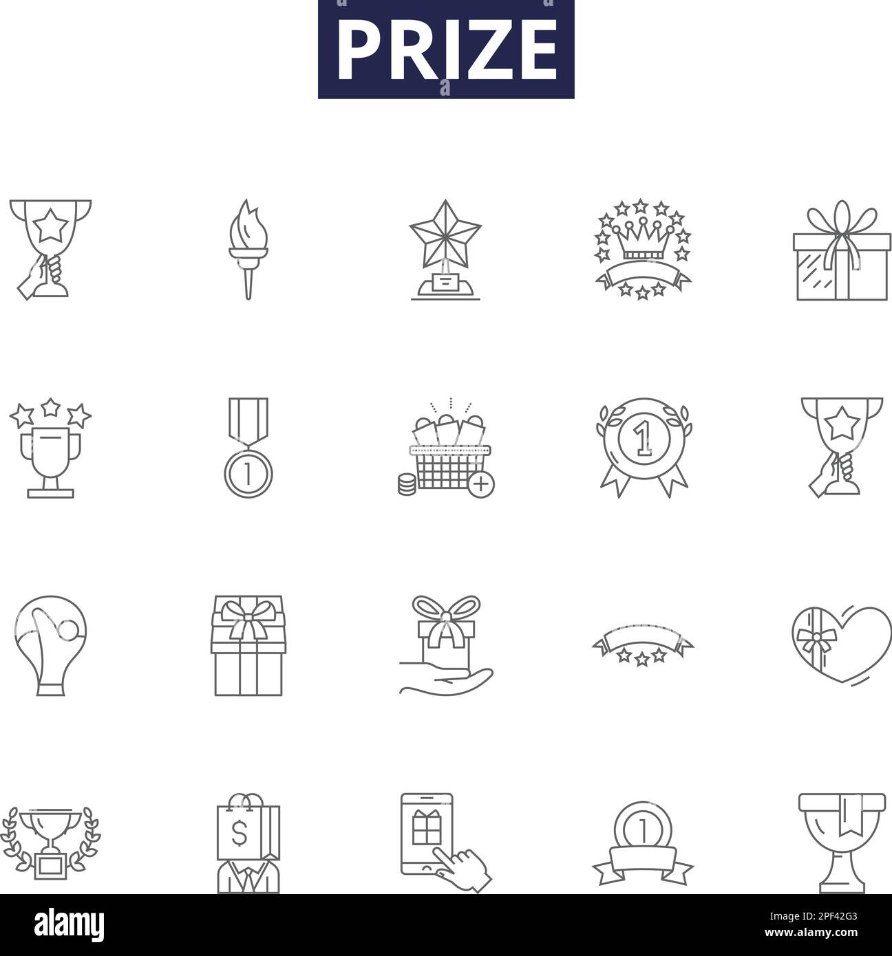 Prize line vector icons and signs. Reward, Booty, Bounty, Premium ...