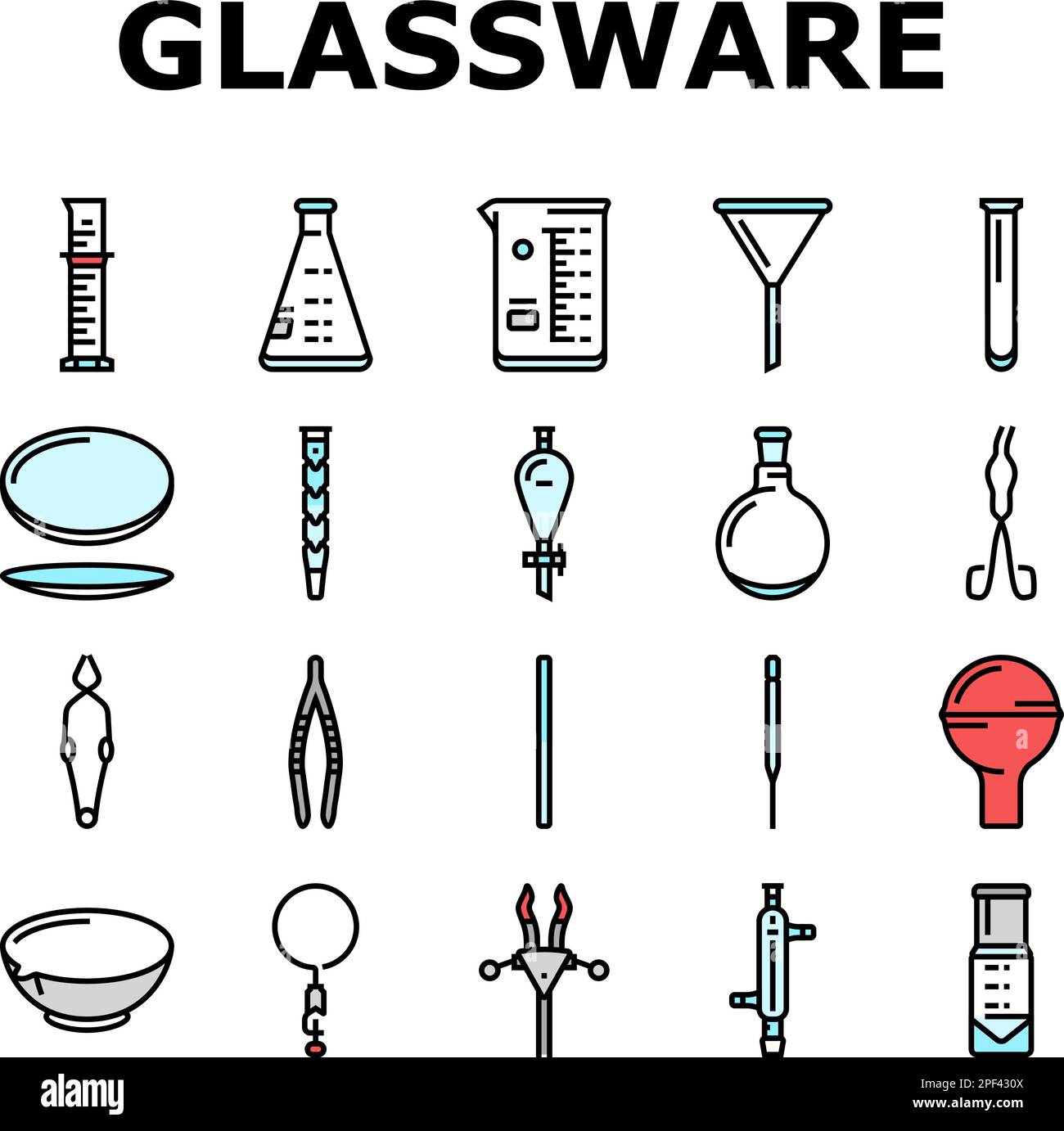 chemical glassware laboratory icons set vector Stock Vector Image & Art ...