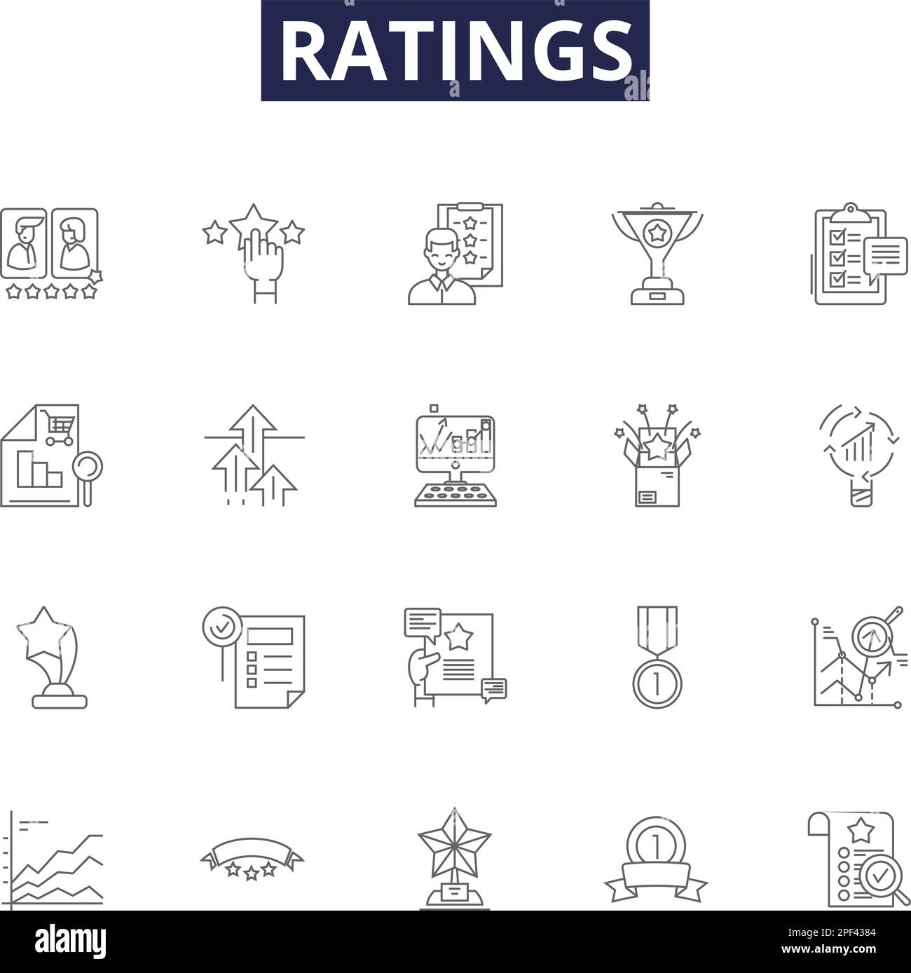 Ratings line vector icons and signs. Scores, Grades, Evaluations ...