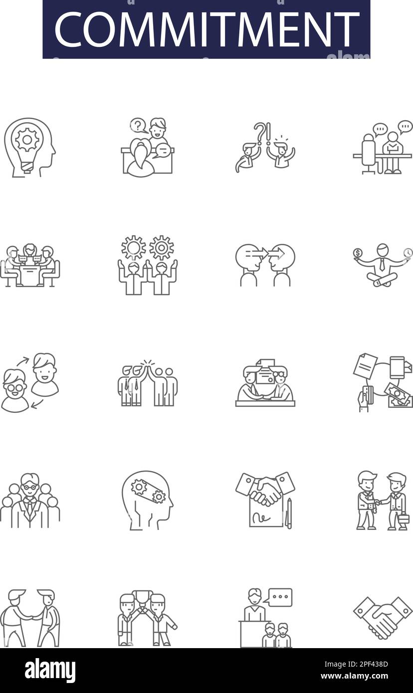Commitment Line Vector Icons And Signs Adherence Obligation Loyalty