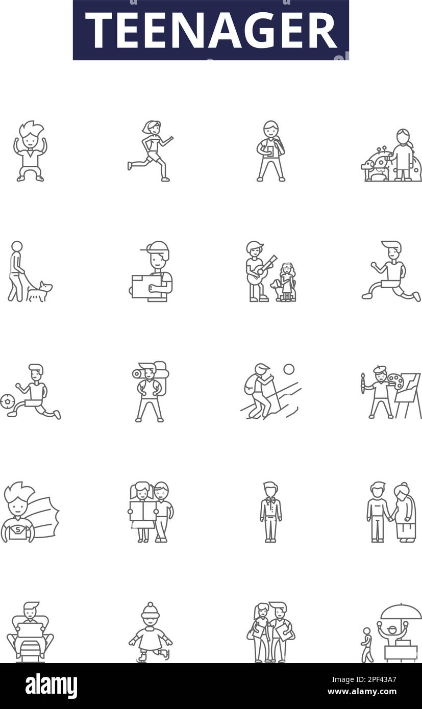 Teenager line vector icons and signs. Adolescent, Teen, Teenager ...