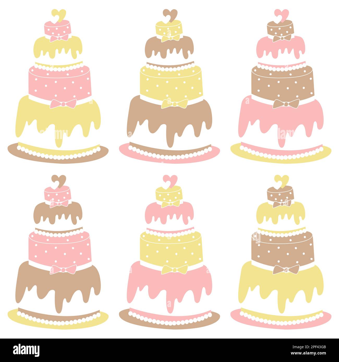 Set of beautiful and delicious tall wedding cakes. Images for logo ...