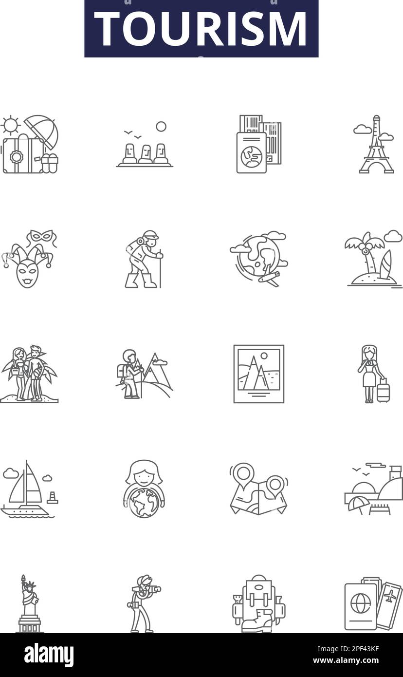 Tourism line vector icons and signs. Vacation, Sightseeing, Adventure ...