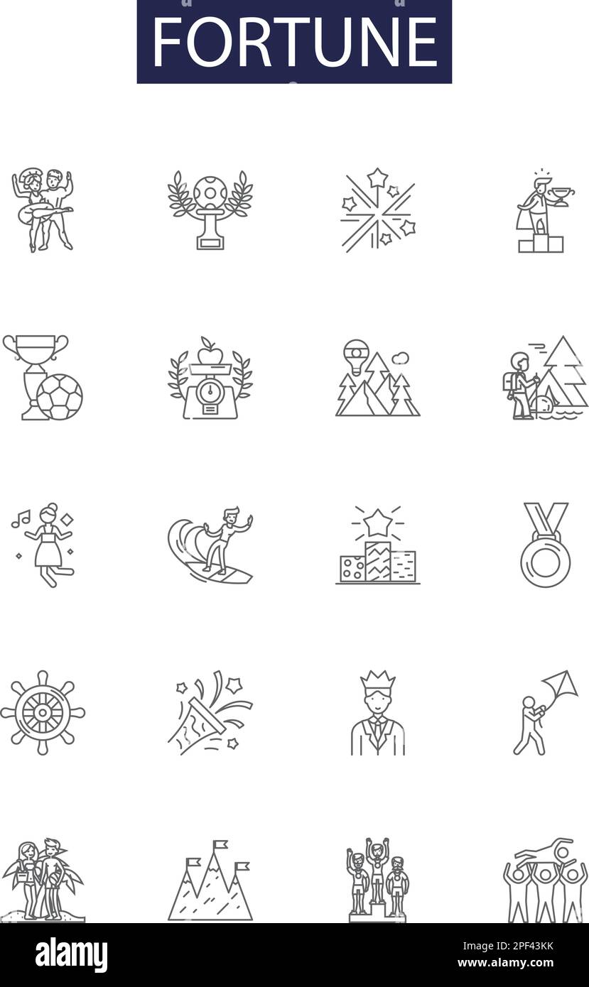Fortune line vector icons and signs. Success, Fate, Profit, Fluke ...