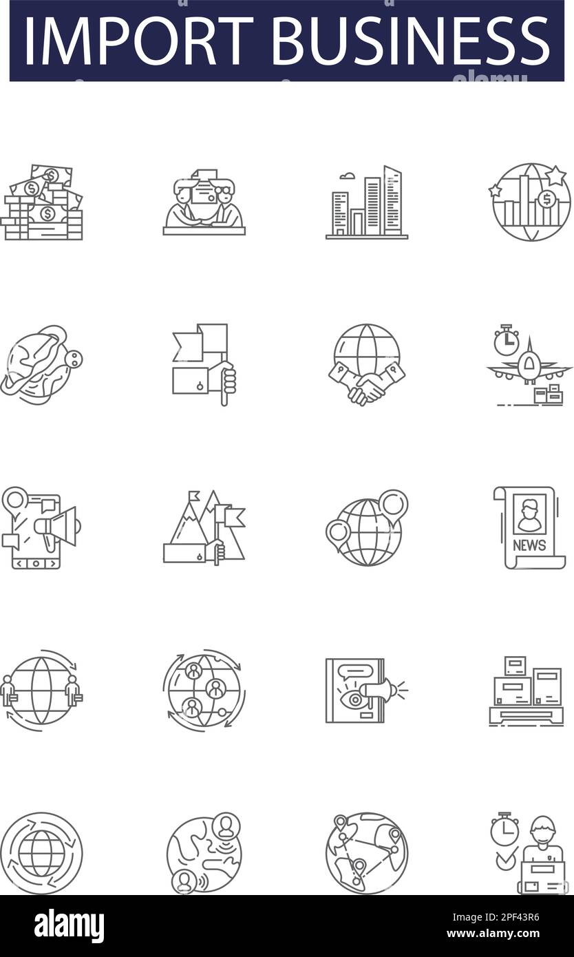 Import business line vector icons and signs. Business, Trade, Customs ...