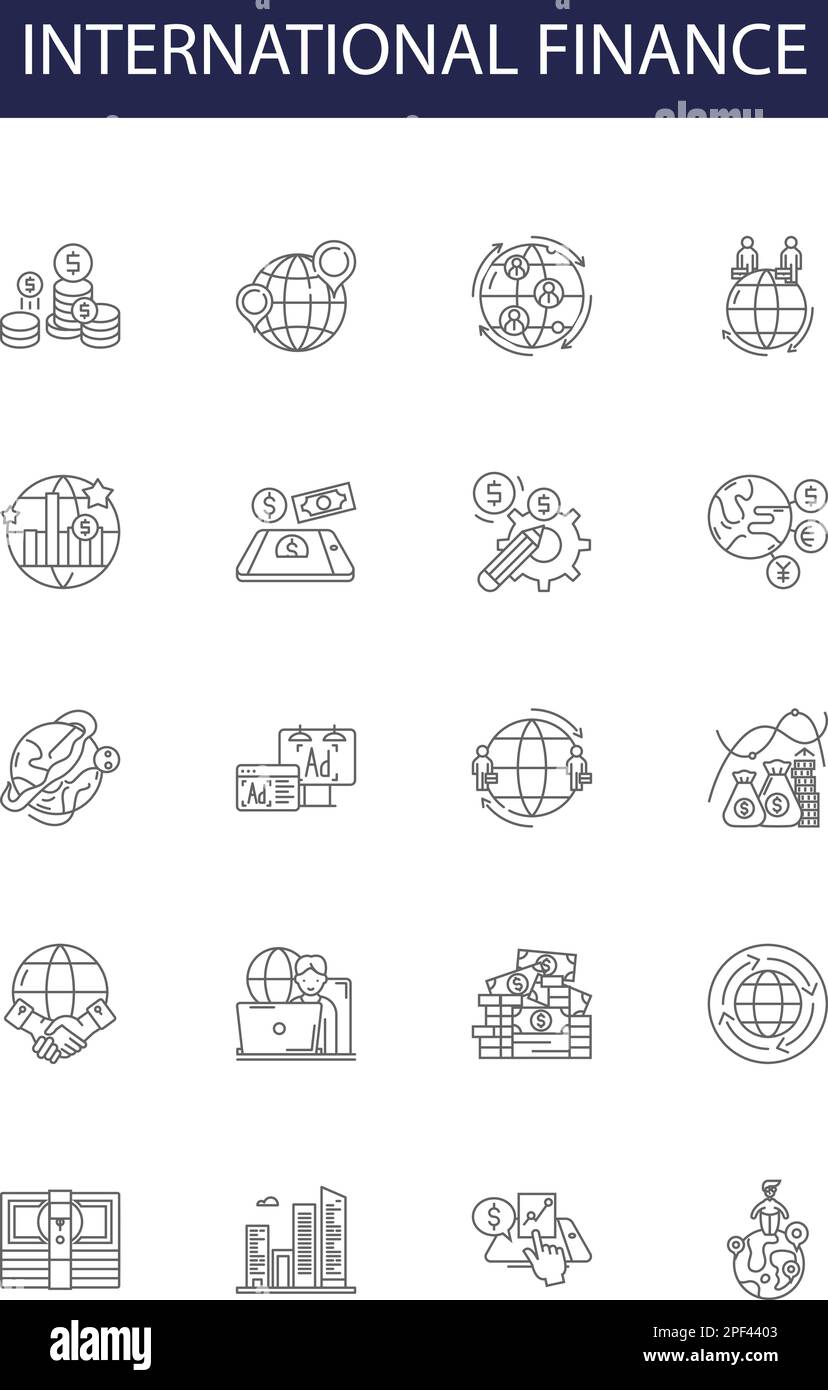 International finance line vector icons and signs. Banking, Forex ...