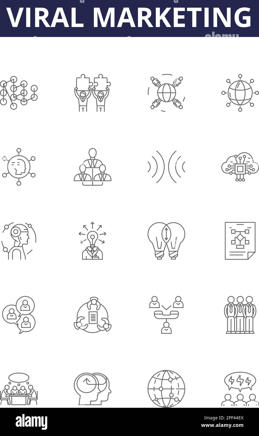 Viral marketing line vector icons and signs. Marketing, Spread, Share ...