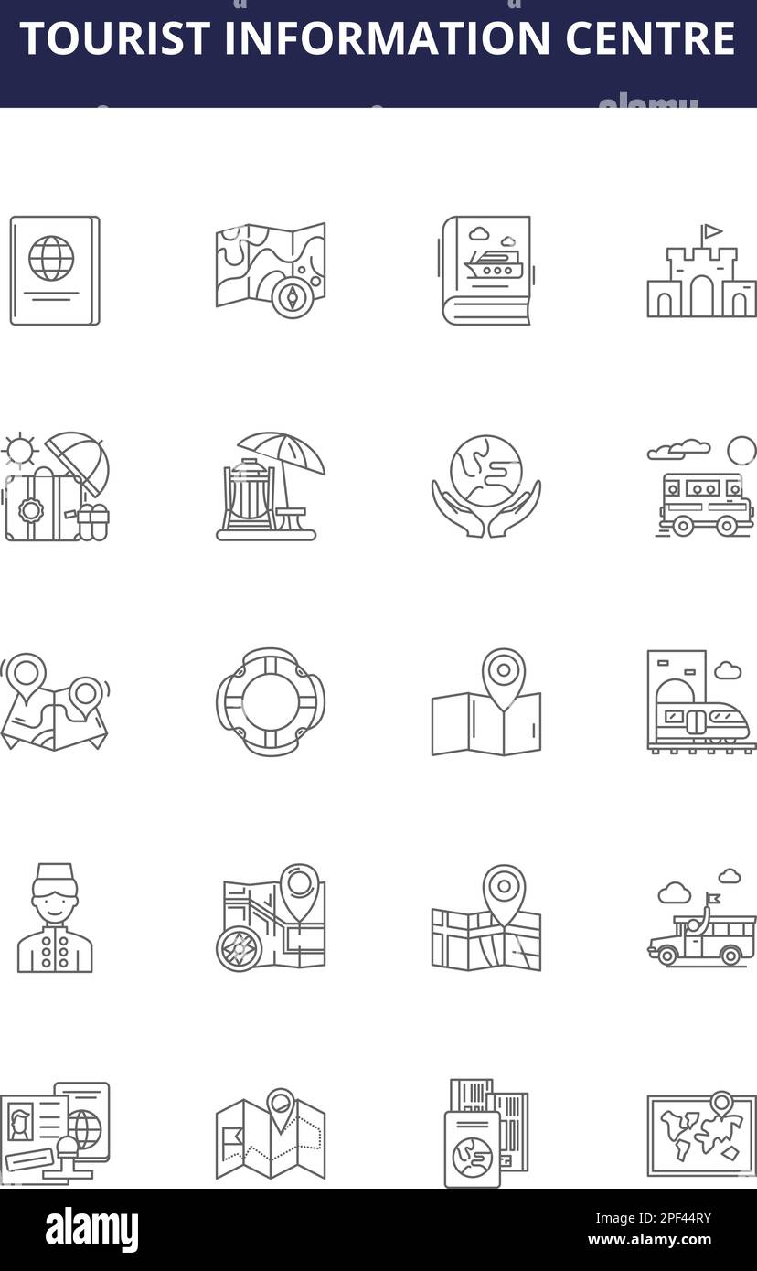 Tourist information centre line vector icons and signs. information ... Tourist information centre line vector icons and signs. information ...