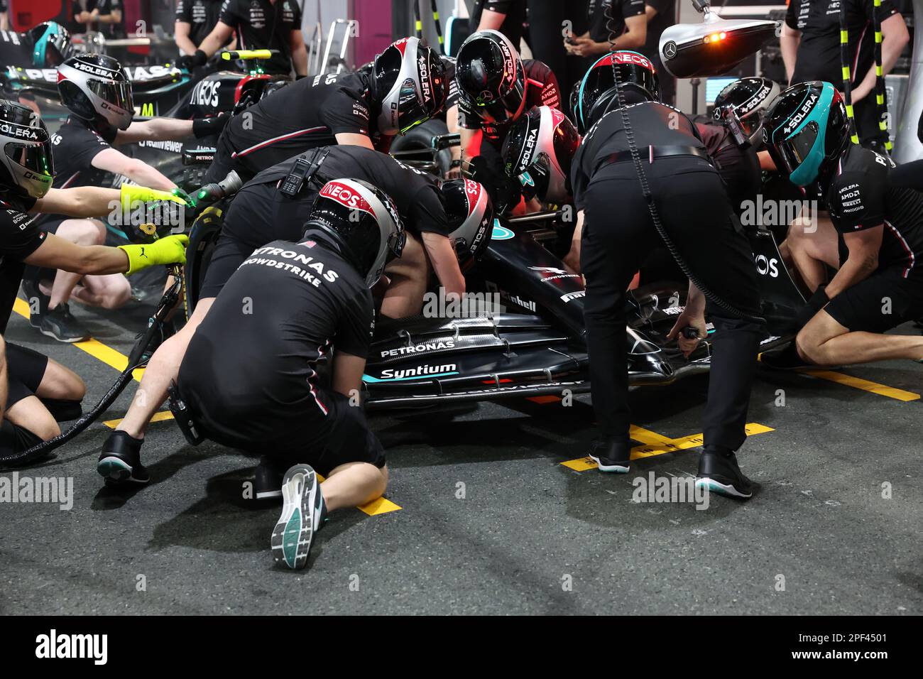 Jeddah, Saudi Arabia. 16th Mar, 2023. Mercedes AMG F1 practices a pit ...