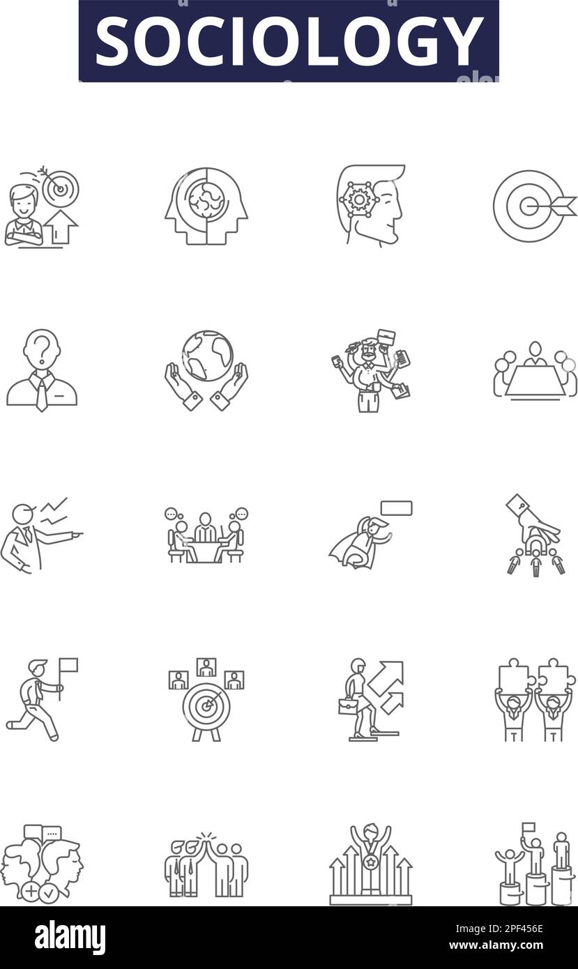 Sociology line vector icons and signs. Culture, Structures ...
