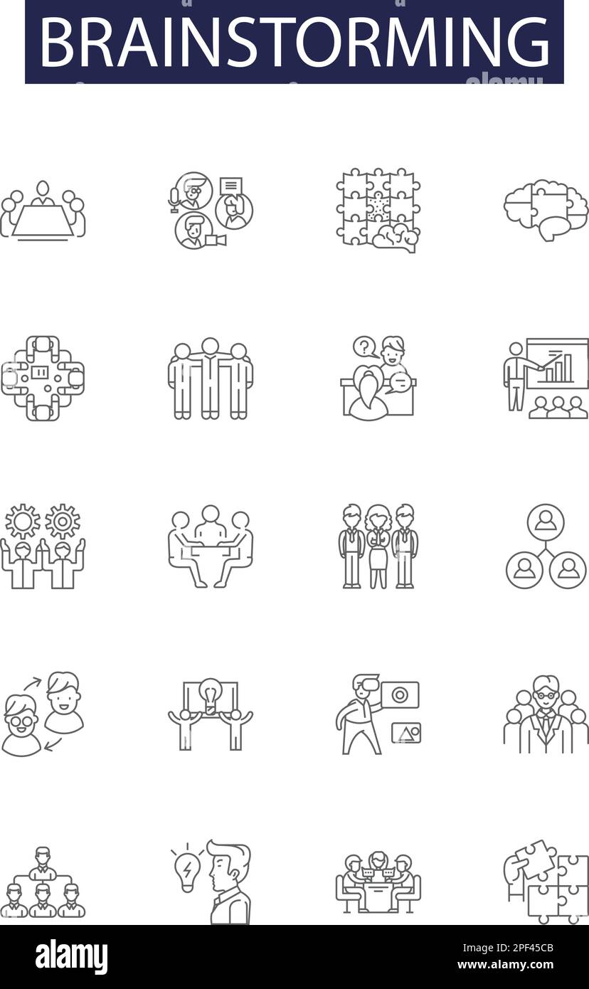 Brainstorming line vector icons and signs. Creativity, Thinking ...