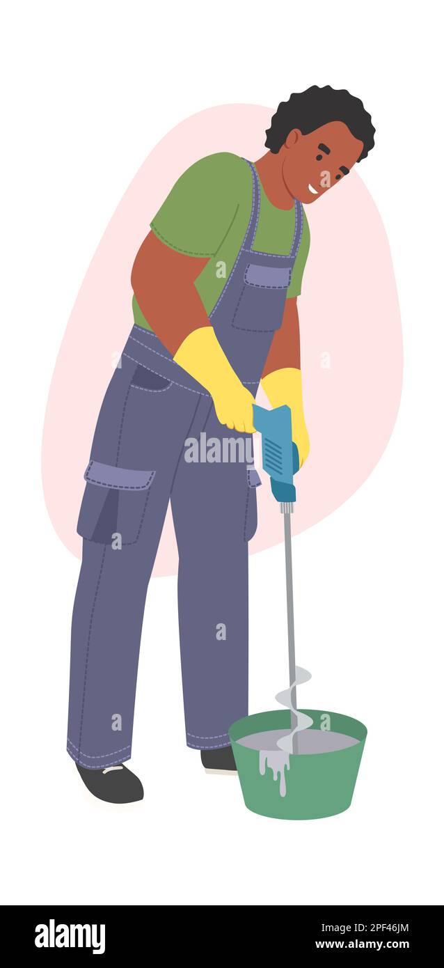 Workman builder in uniform mixing cement vector Stock Vector Image ...