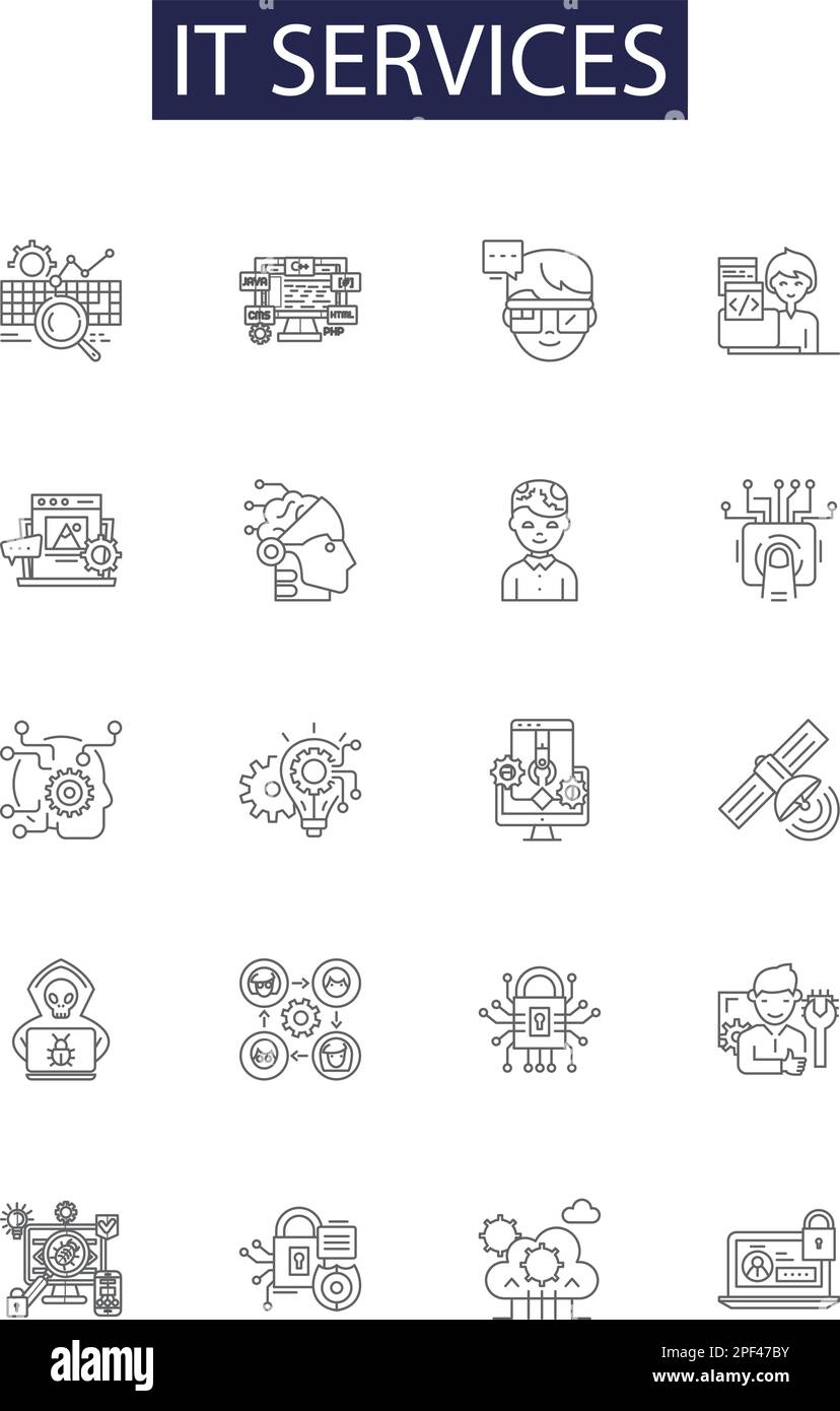 It services line vector icons and signs. Services, Consulting, Support ...