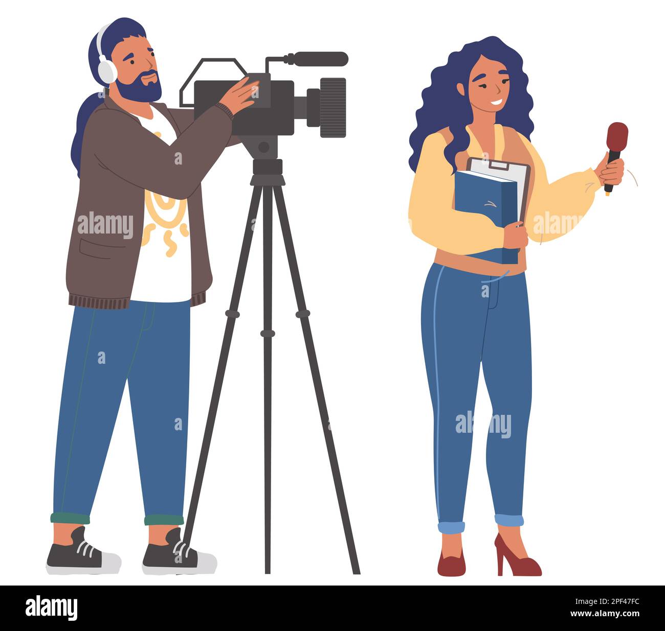 Interview by journalist and cameraman vector illustration Stock Vector Image & Art - Alamy