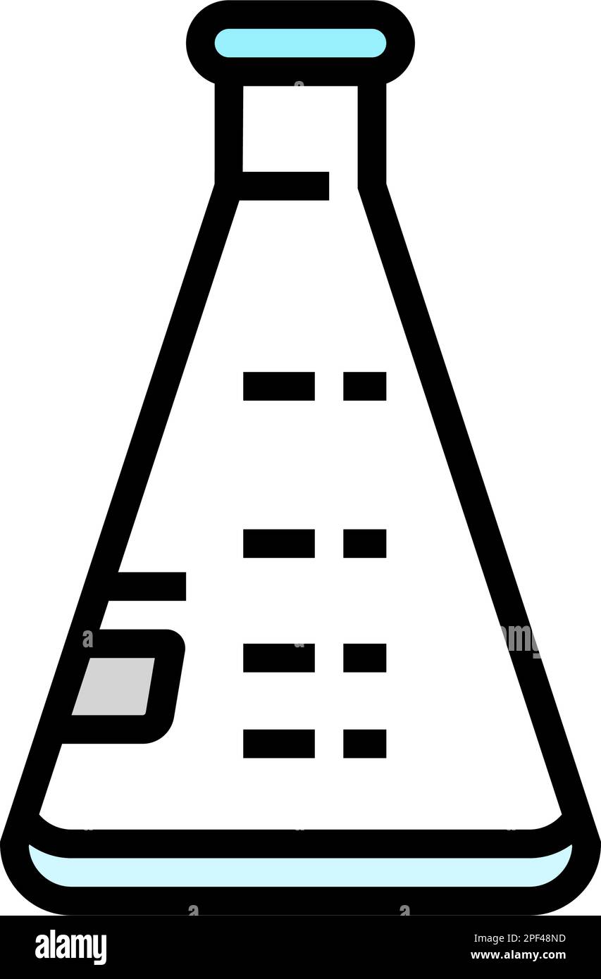 erlenmeyer flask chemical glassware lab color icon vector illustration ...